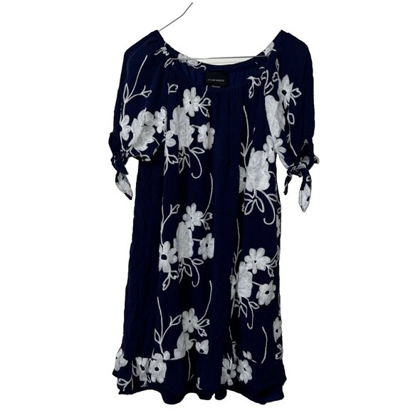 Liv Los Angeles | Dresses | Liv Los Angeles Navy Blue White Embroidered ...